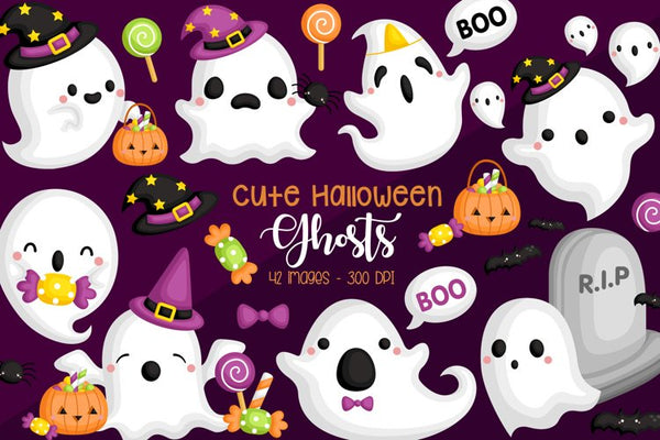 Halloween Ghost Clipart - Cute Ghost Clip Art – inkleystudio