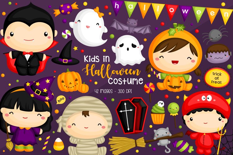 Halloween Costume Clipart - Cute Monster Clip Art – inkleystudio