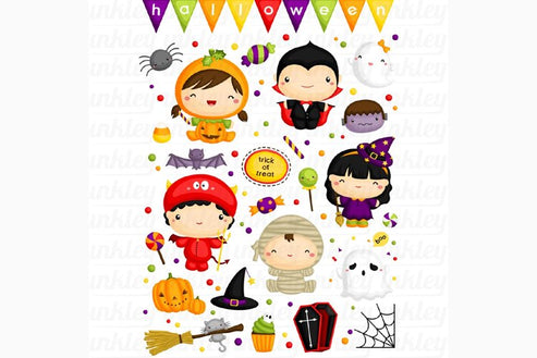 Halloween Costume Clipart - Cute Monster Clip Art – inkleystudio