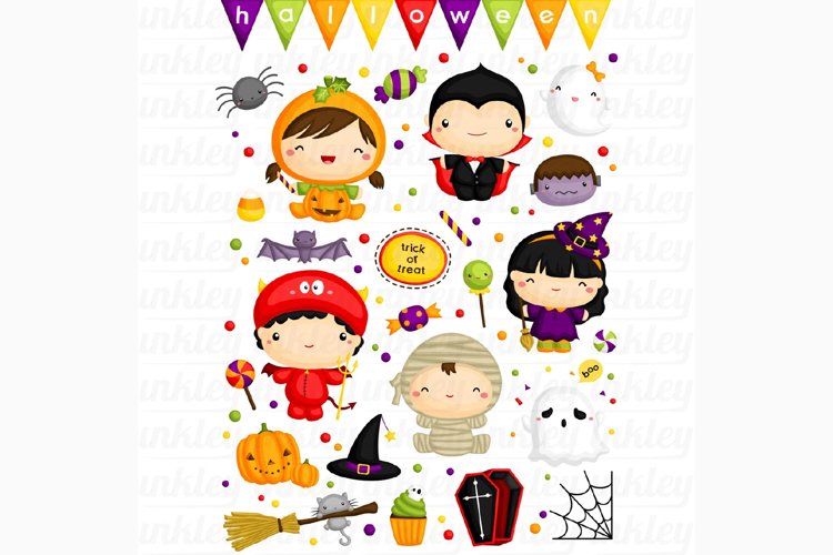 Halloween Costume Clipart - Cute Monster Clip Art – inkleystudio