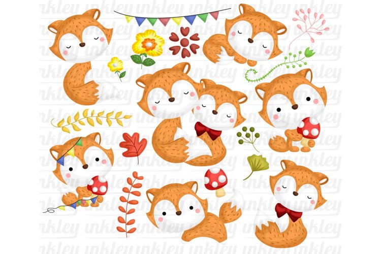 Cute Fox Clipart - Cute Animal Clip Art - Wild Animal – inkleystudio