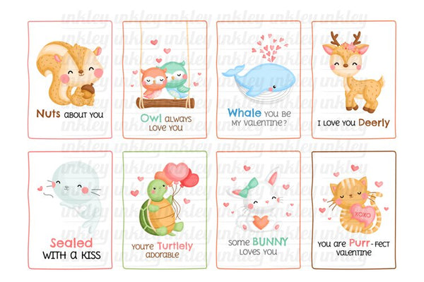 Animal Valentine Card Clipart - Cute Valentine Clipart – inkleystudio