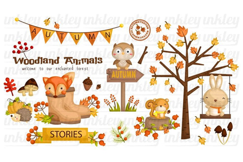 Autumn Season Animal Clipart - Cute Animal Clip Art – inkleystudio