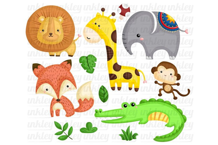 Jungle Animal Clipart - Cute Animal Clipart – inkleystudio